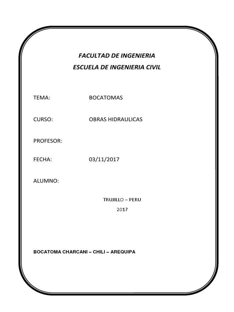 Bocatoma Charcani | PDF | Electricidad | Cantidades fisicas