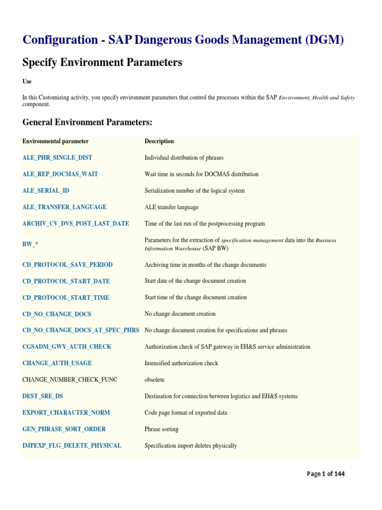 Configuration SAP EHS DGM | PDF | Dangerous Goods | Packaging And Labeling