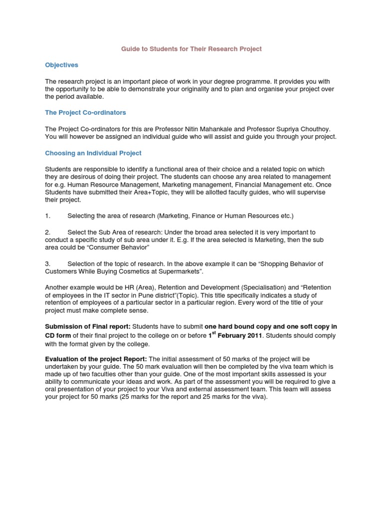 Research Project Guide | PDF | Marketing | Evaluation