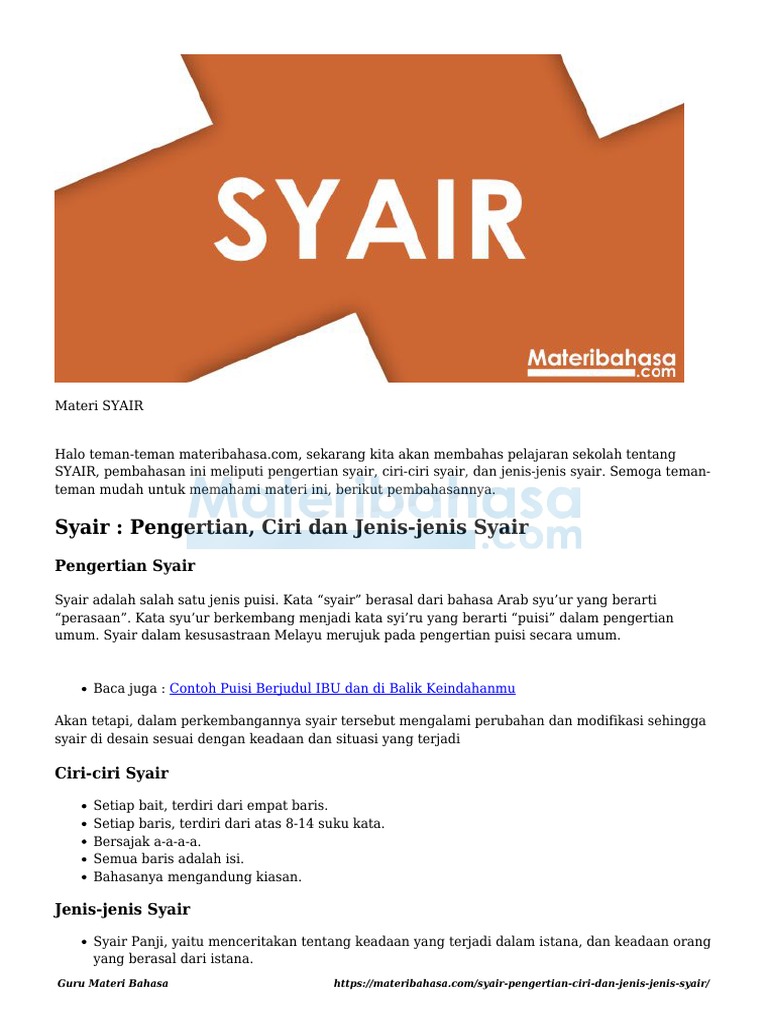 Panduan Lengkap Syair | PDF | Puisi