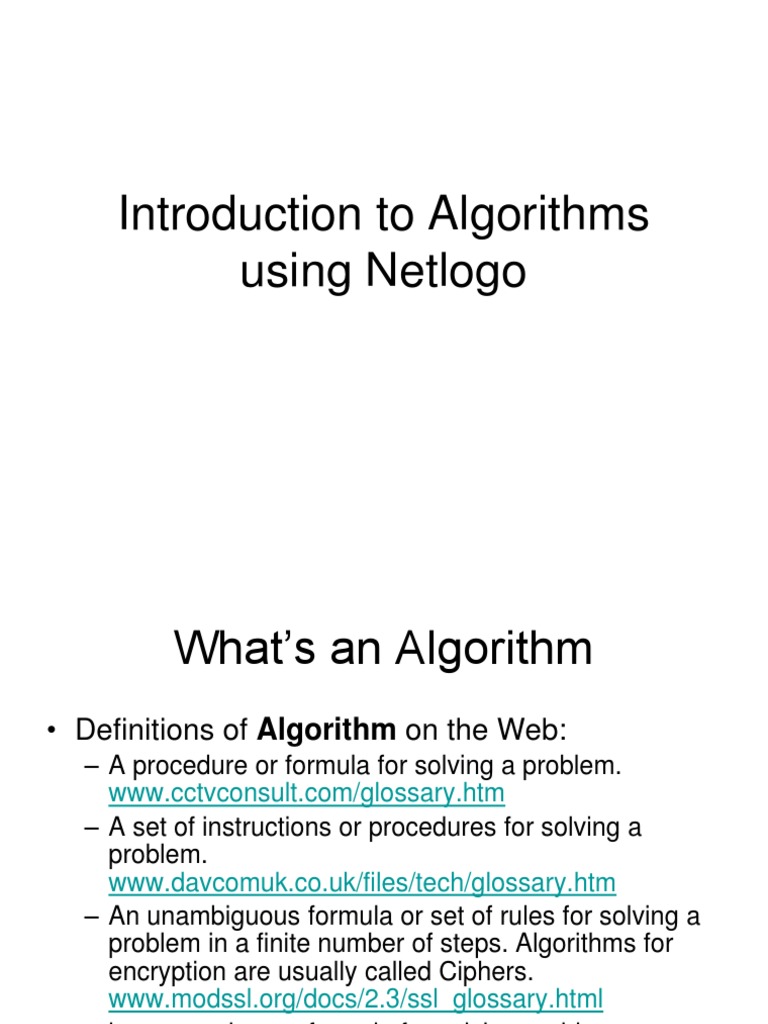 Introduction To Algorithms Using Netlogo | PDF