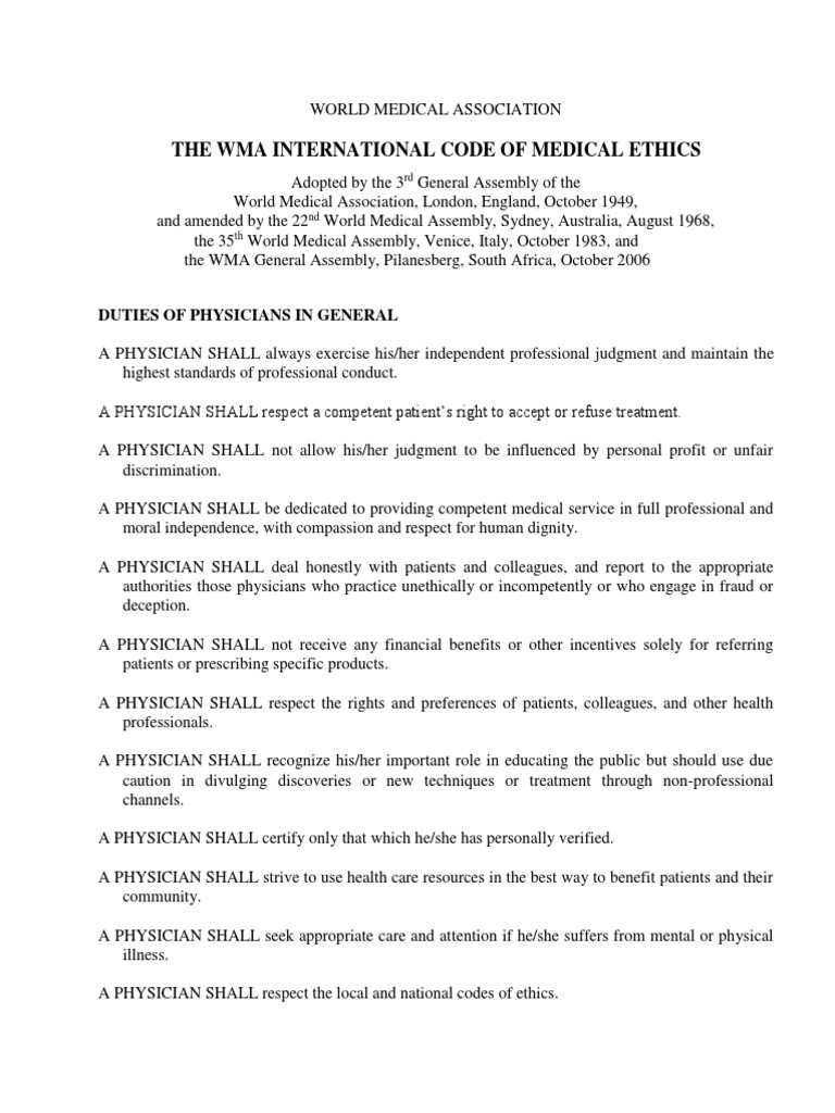 International Medical Ethics Code | PDF | Medical Ethics | Confidentiality