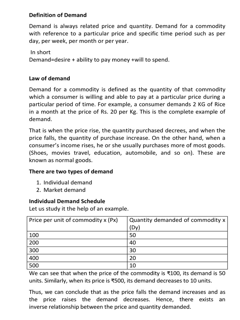 Definition of Demand | PDF | Demand | Price Elasticity Of Demand