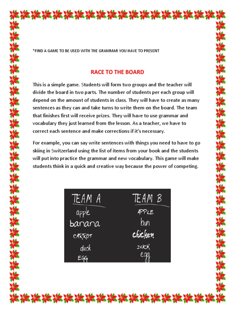 Game To Reinforce English Grammar | PDF