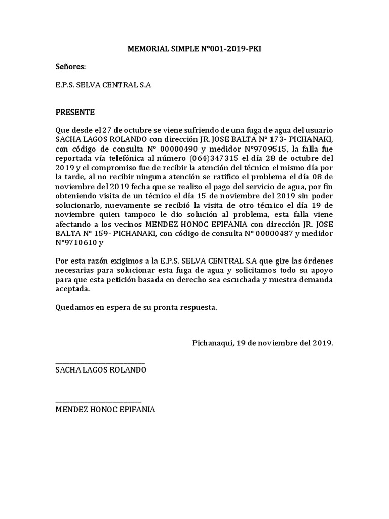 Memorial Simple Eps Selva Central | PDF