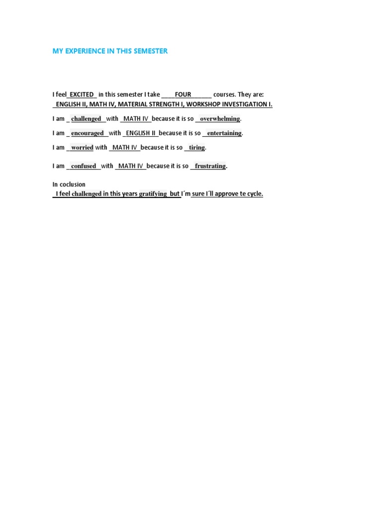 MY EXPERIENCE IN ENGLISH II Mo | PDF