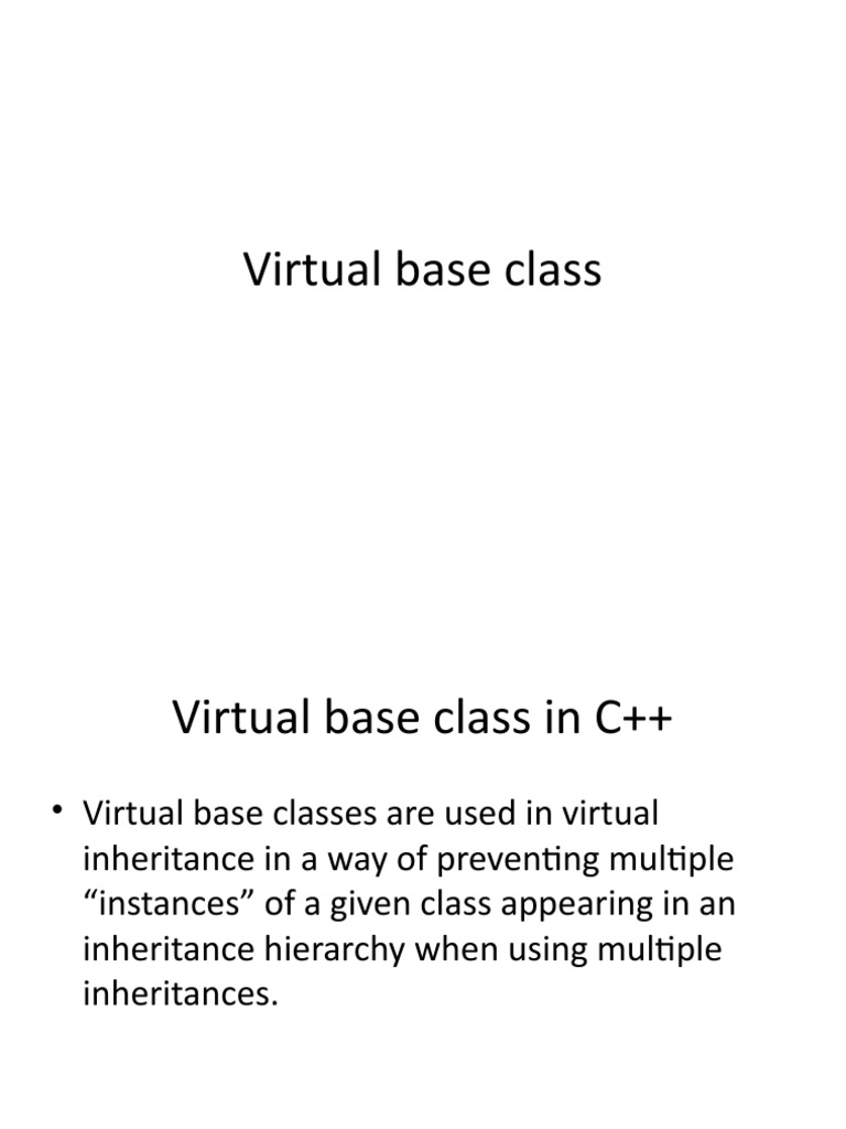 Virtual Base Class | Download Free PDF | Class (Computer Programming) | Inheritance (Object ...