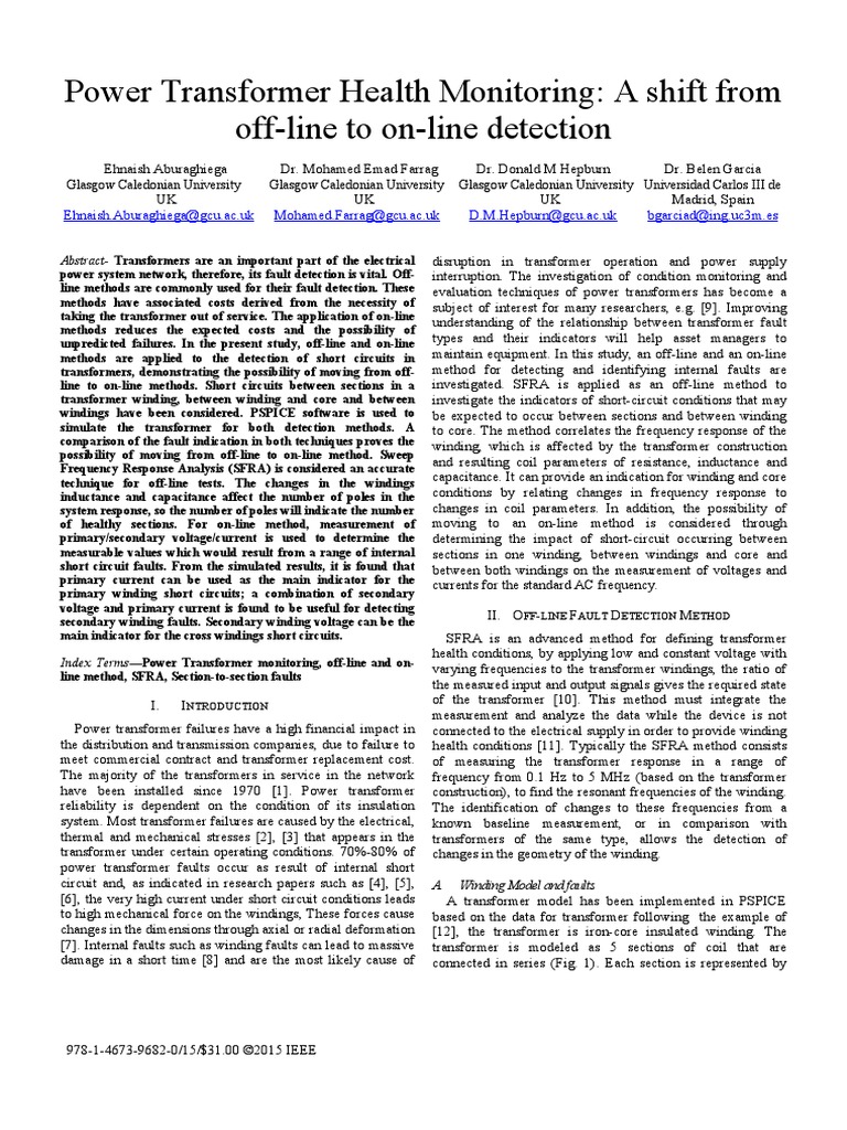 Health Index Monitoring Assessment of A Transformer | PDF | Inductance ...