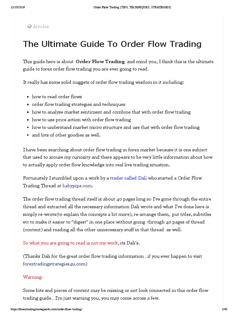The Ultimate Guide To Order Flow Trading | PDF | Order (Exchange ...