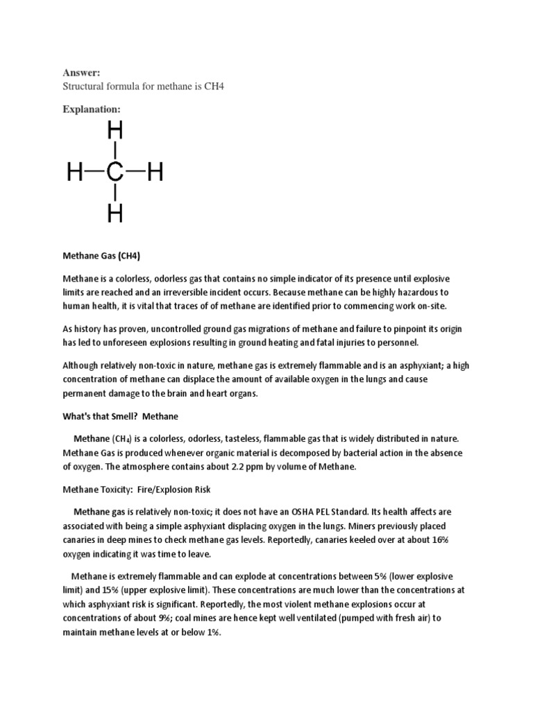 Structural Formula For Methane Is CH4: Answer | PDF | Art | Technology ...