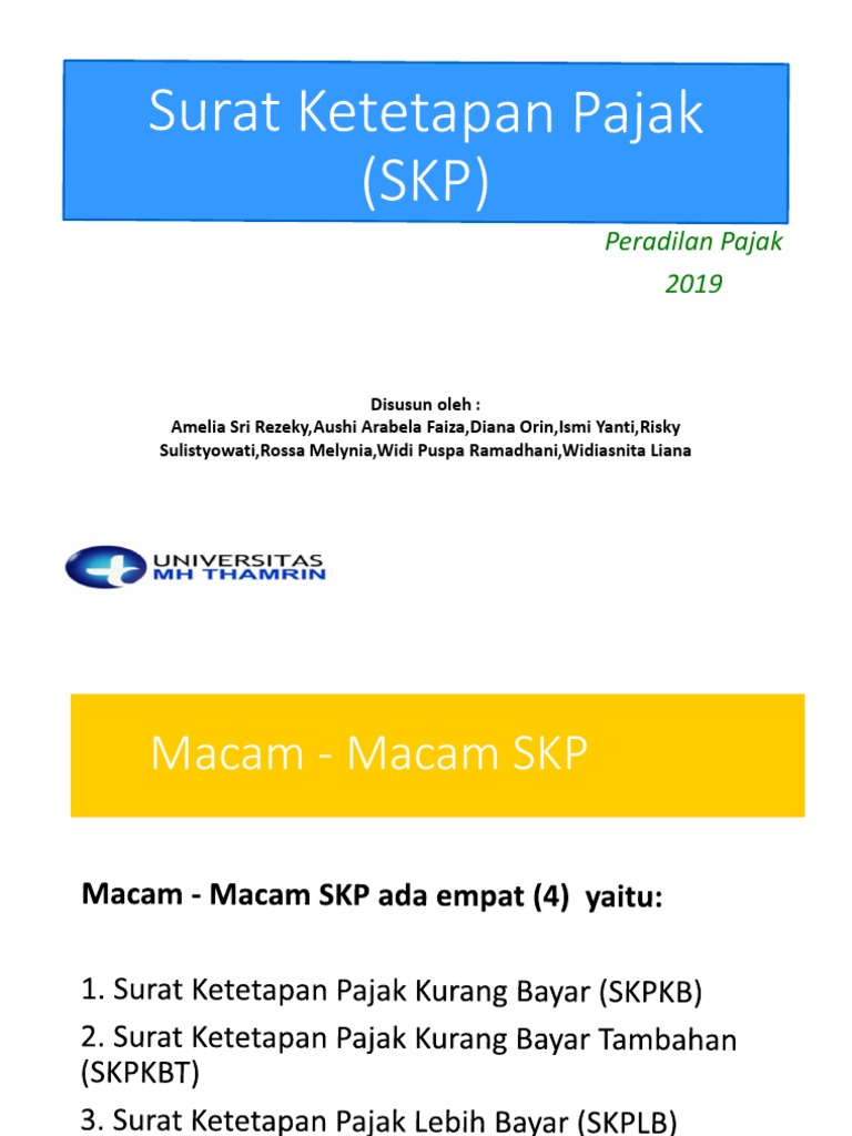 Jenis dan Dasar Penerbitan SKP Pajak | PDF