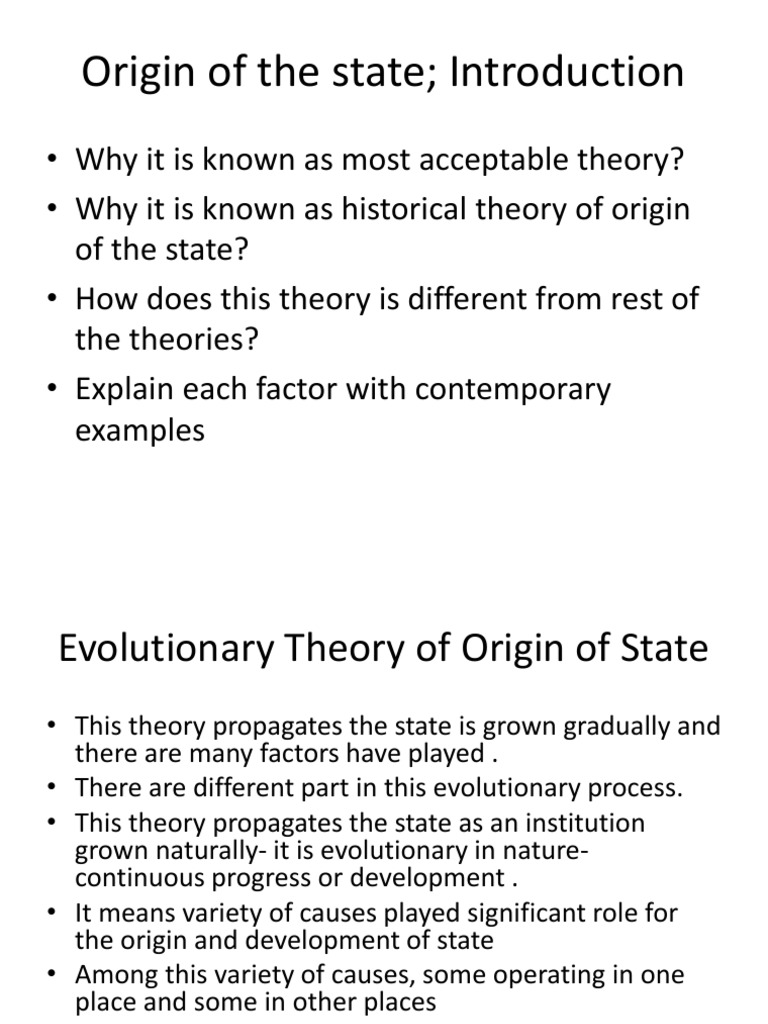 Evolutionary Theory of Origin of State | PDF