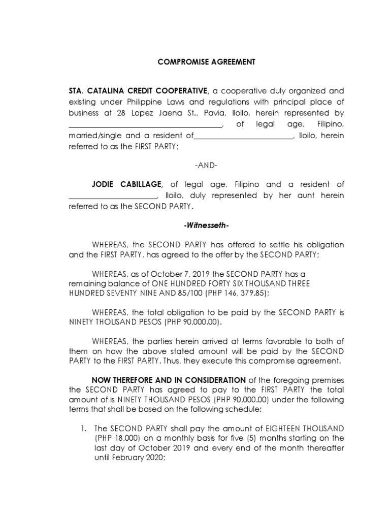 Compromise Agreement Cabillage | PDF | Social Institutions | Social Science