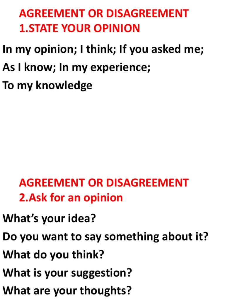 How To Show Agreement and Disagreement in English | PDF