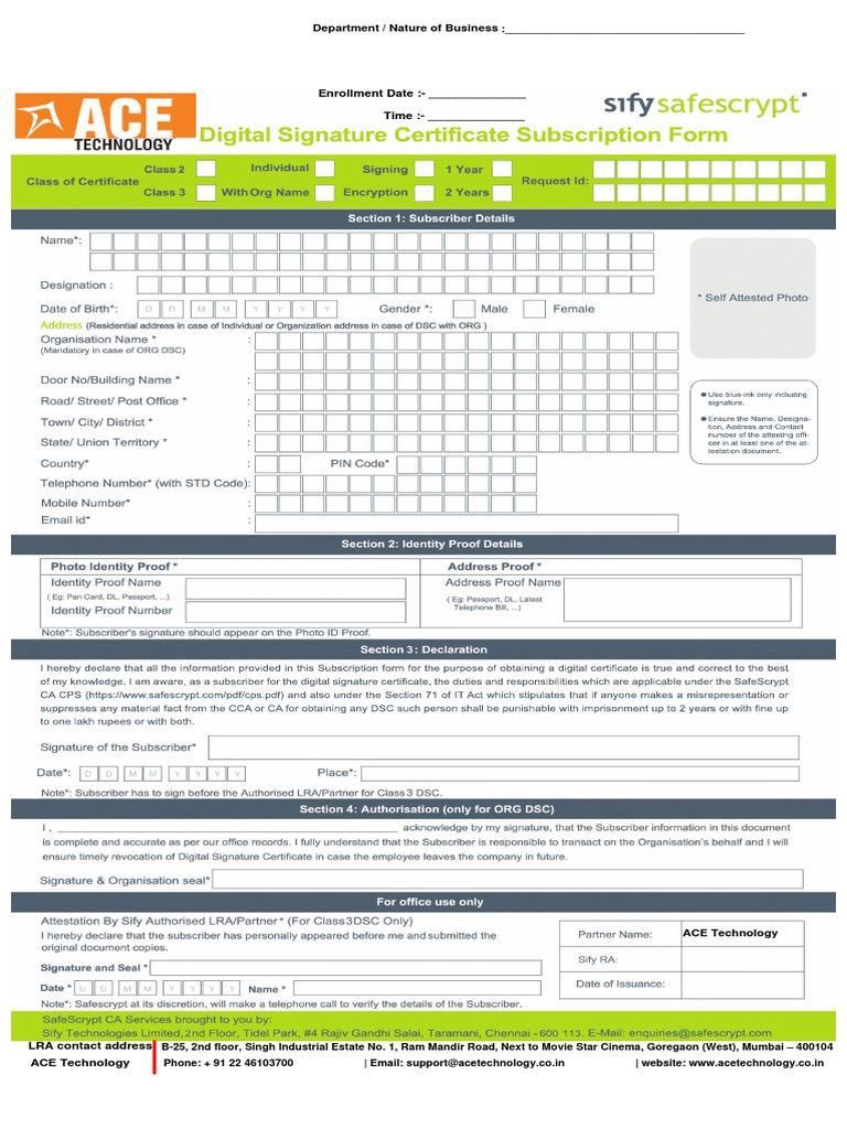 Sify Application Form ......