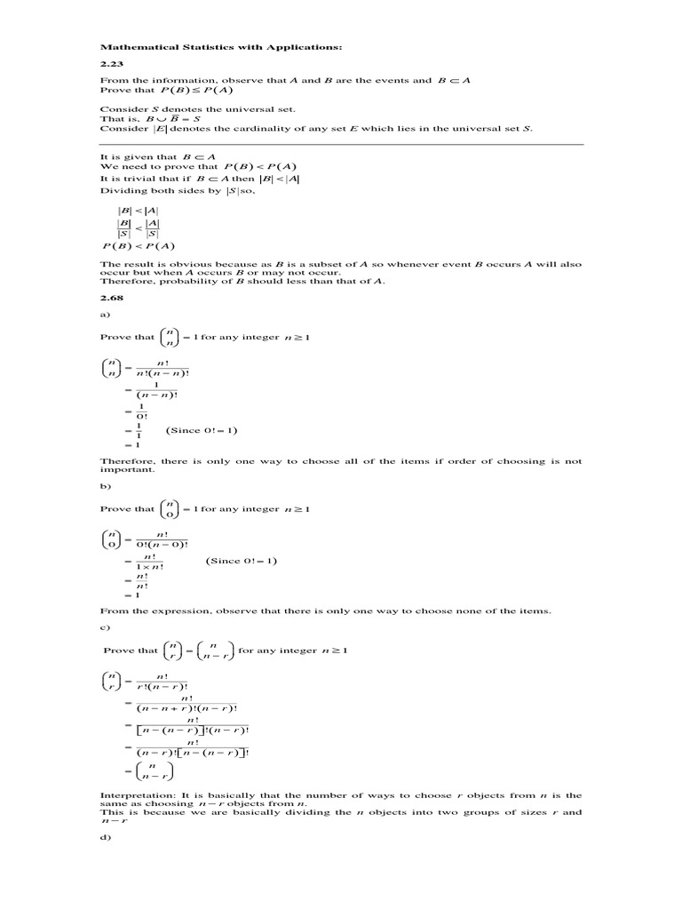 Mathematical Statistics With Applications | PDF | Set (Mathematics ...