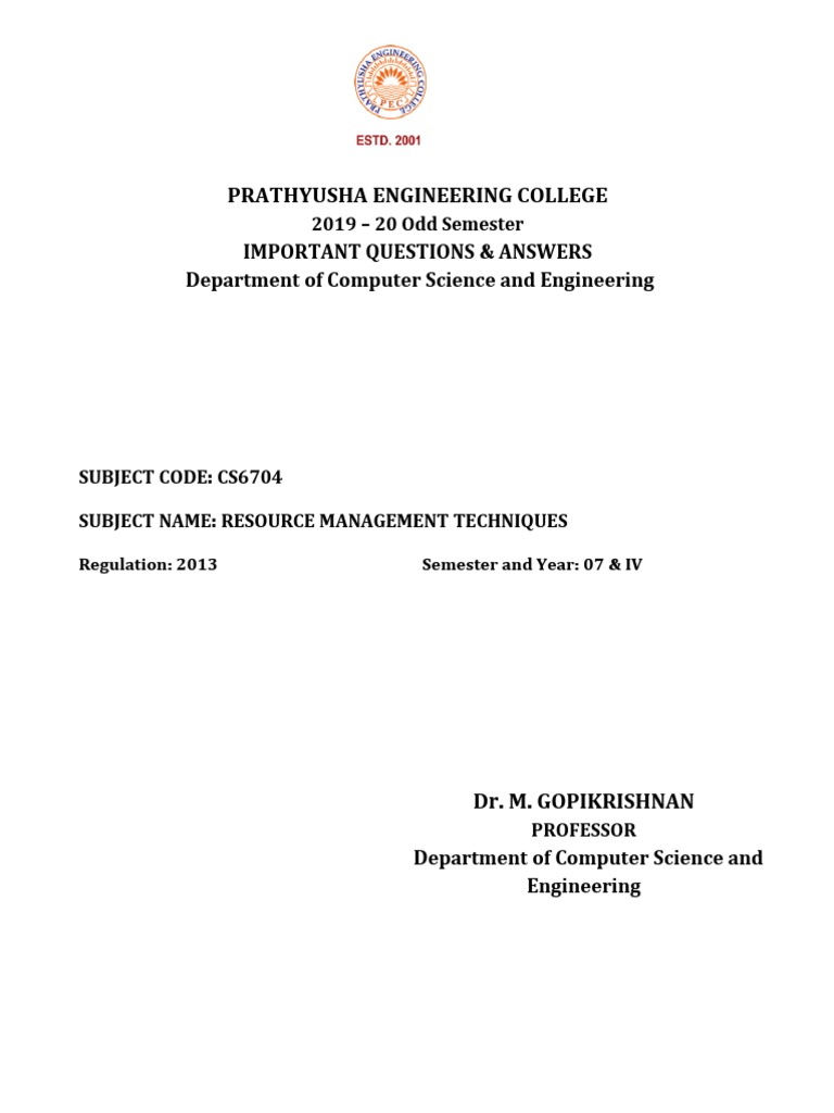 Resource Management Techniques Overview | PDF | Mathematical ...