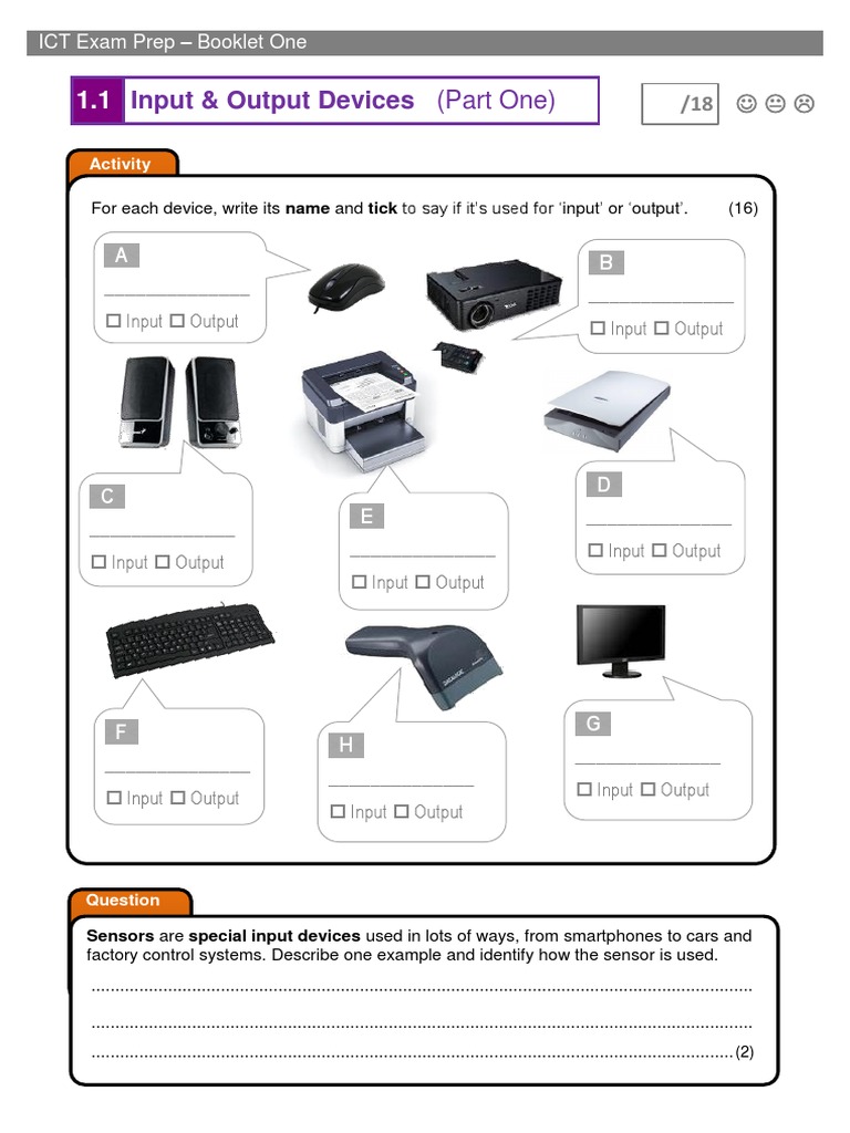 Input Devices Worksheet