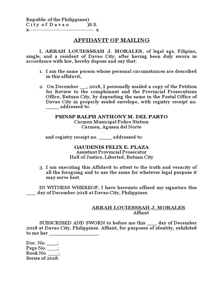 Affidavit of Mailing | PDF