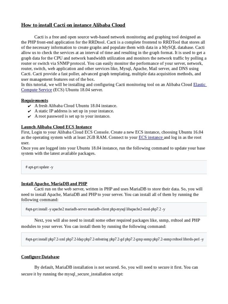 Tutorial Alibaba Cacti | PDF | Superuser | Cloud Computing