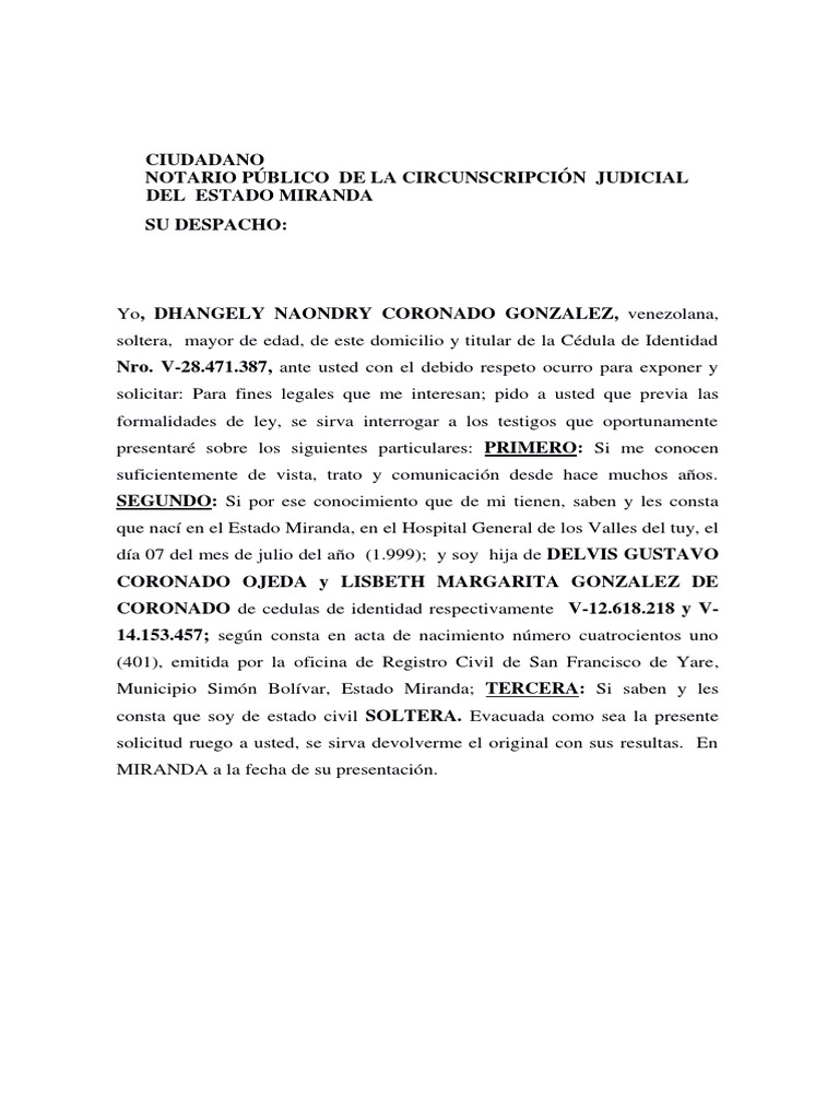 Carta de Solteria | PDF