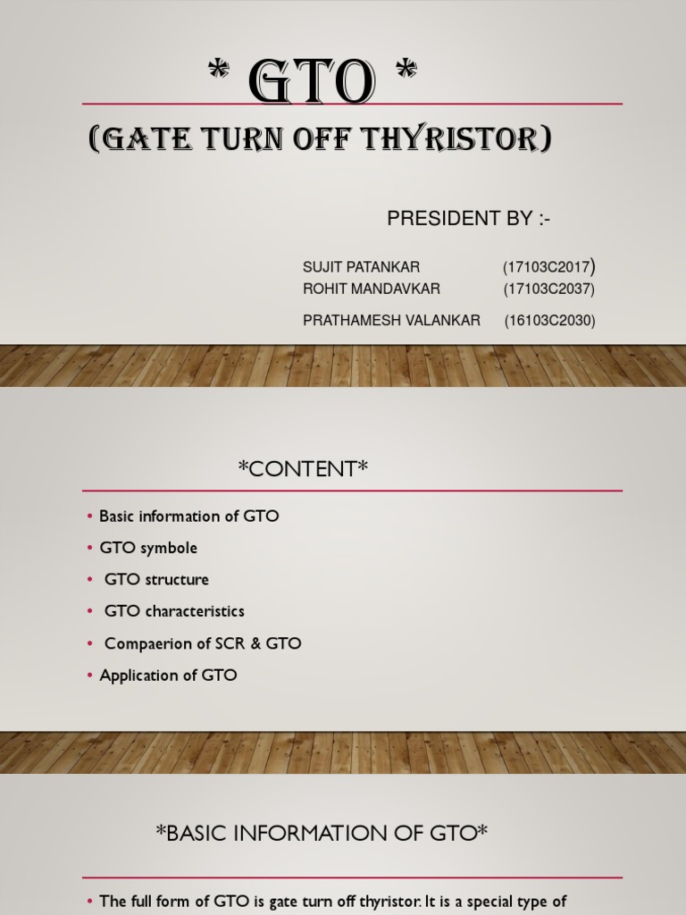 GTO Gate Turn Off Thyristor Guide | PDF