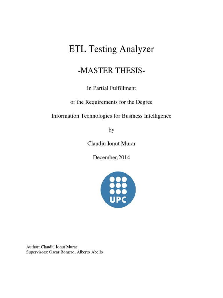 ETL Testing Analyzer: - Master Thesis | PDF | Data Warehouse ...