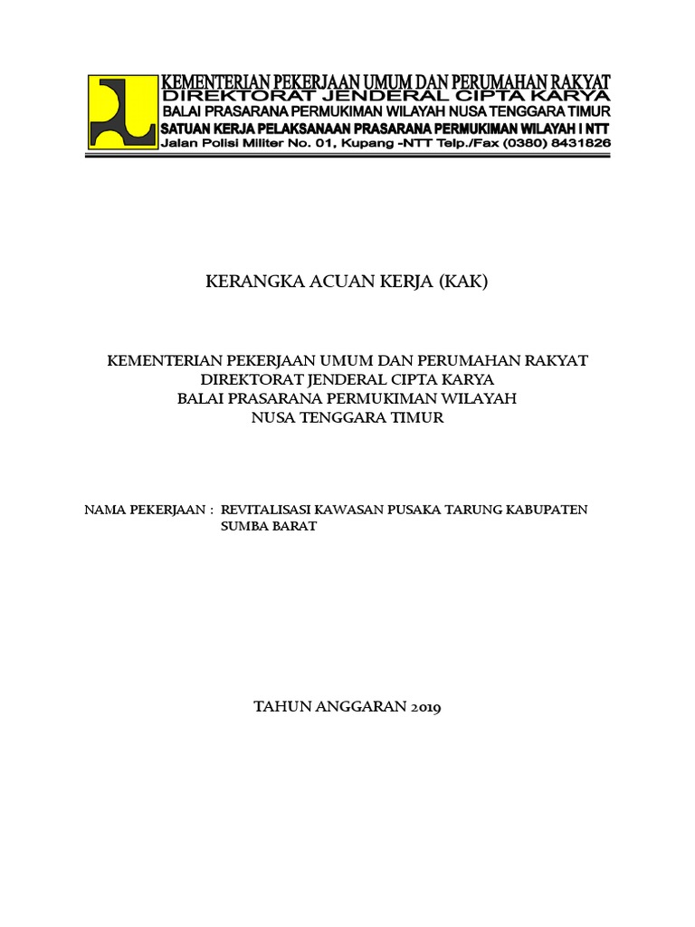 Contoh Kerangka Acuan Kerja (KAK) | PDF