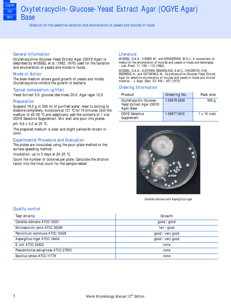 OGYE Agar | PDF | Agar | Yeast