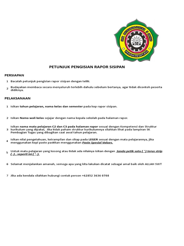 Rapot Sisipan - Fix | PDF