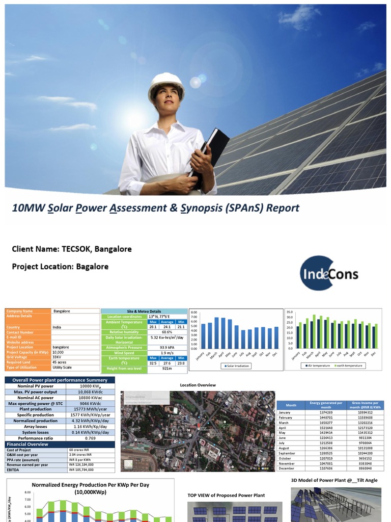 10Mw Solar Power Assessment & Synopsis (Spans) Report: Client Name ...