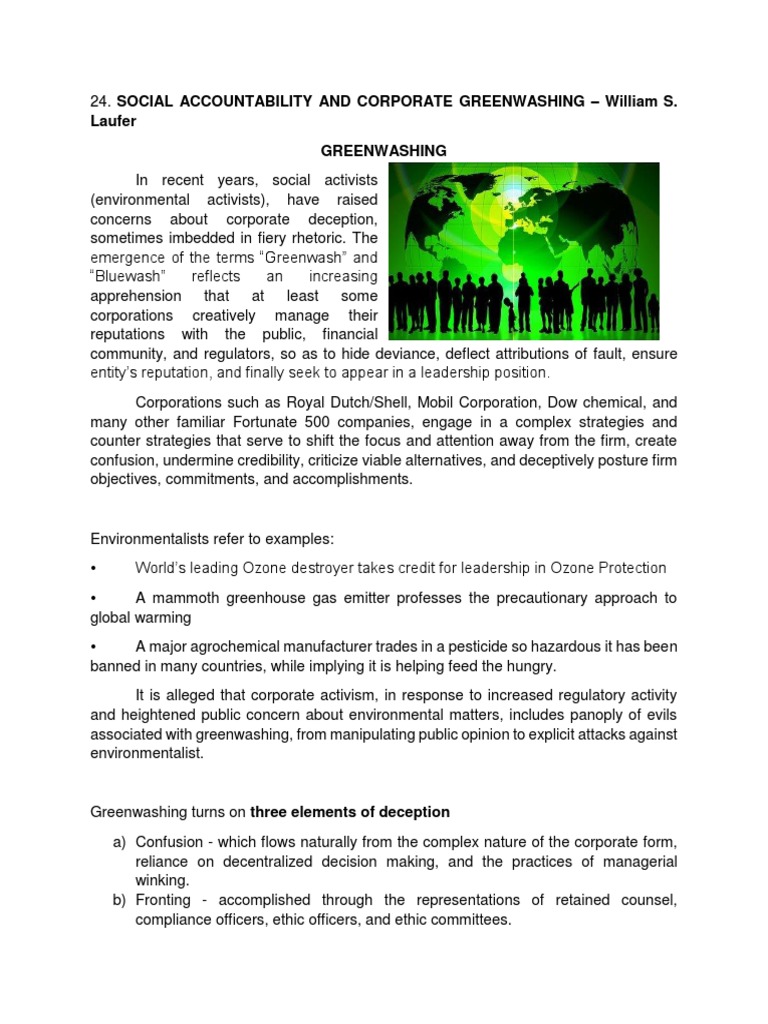 William S. Laufer Greenwashing | PDF | Debt | Accounting