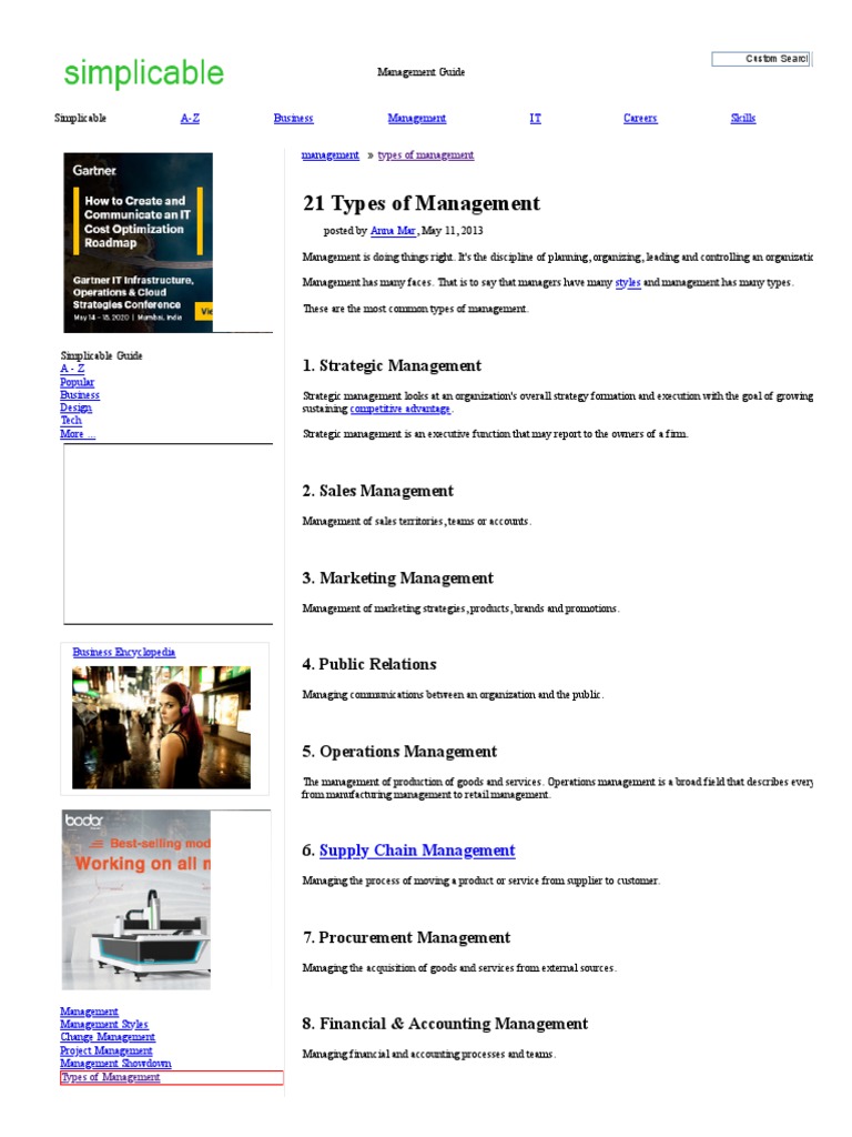21 Types of Management - Simplicable | PDF | Change Management ...