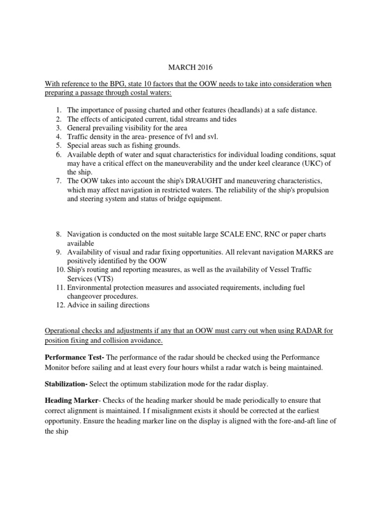 Performance Test-The Performance of The Radar Should Be Checked Using ...