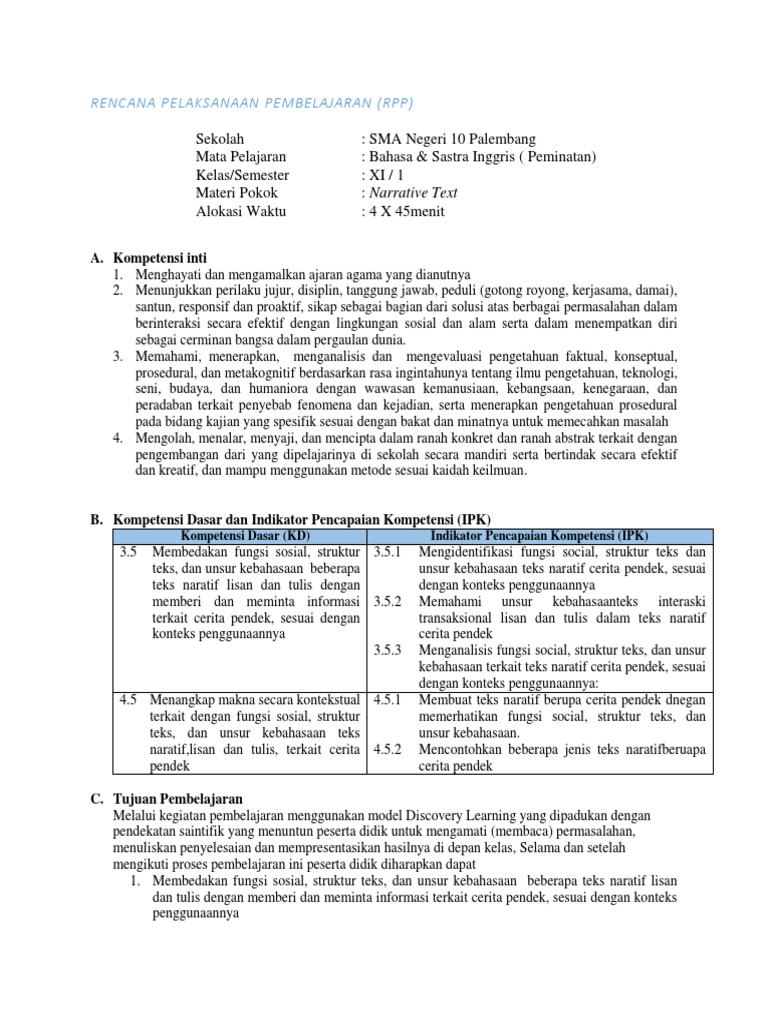 RPP Narrative Text | PDF
