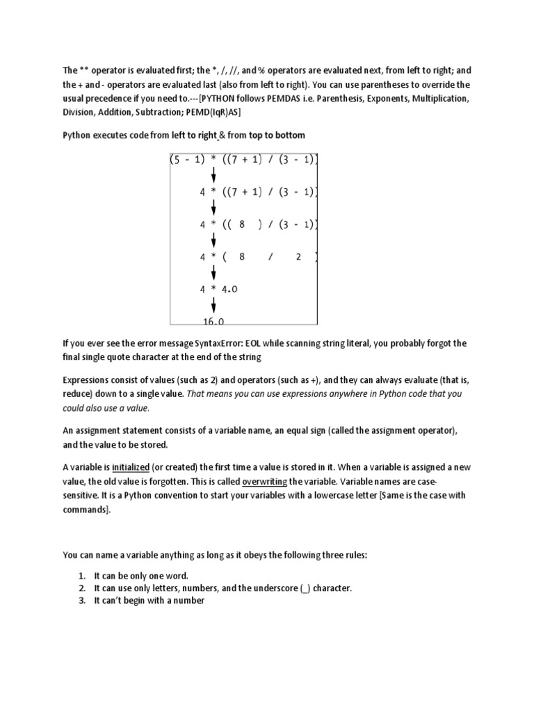 Python basics: operators, variables, functions, and statements | PDF | Subroutine | Parameter ...