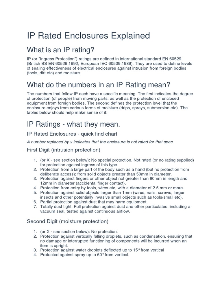 IP Rated Enclosures Explained: What Is An IP Rating? | PDF | Electrical ...