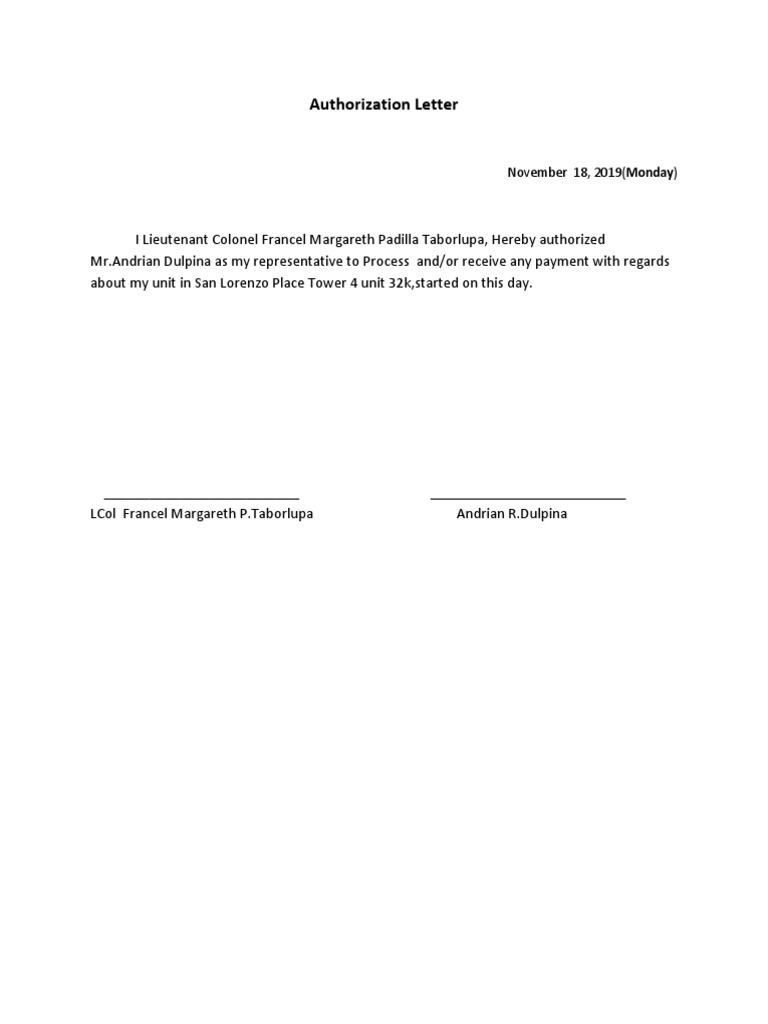 Authorization Letter | PDF