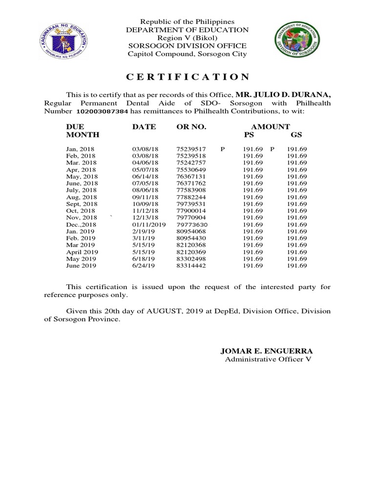 Certification PHIC | PDF | Public Administration | Philippines
