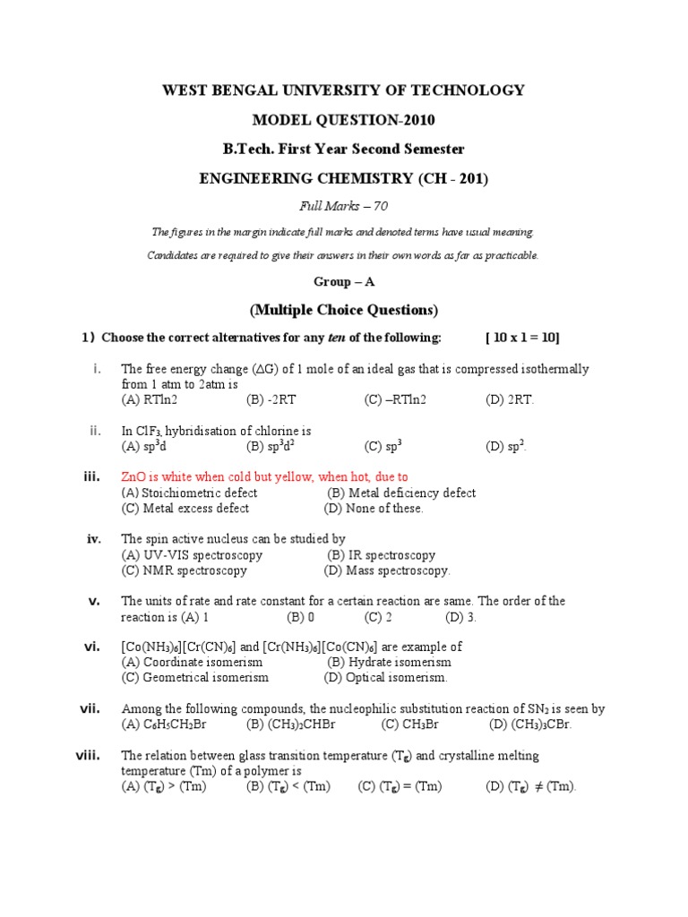 West Bengal University of Technology | PDF | Chemical Reactions | Heat