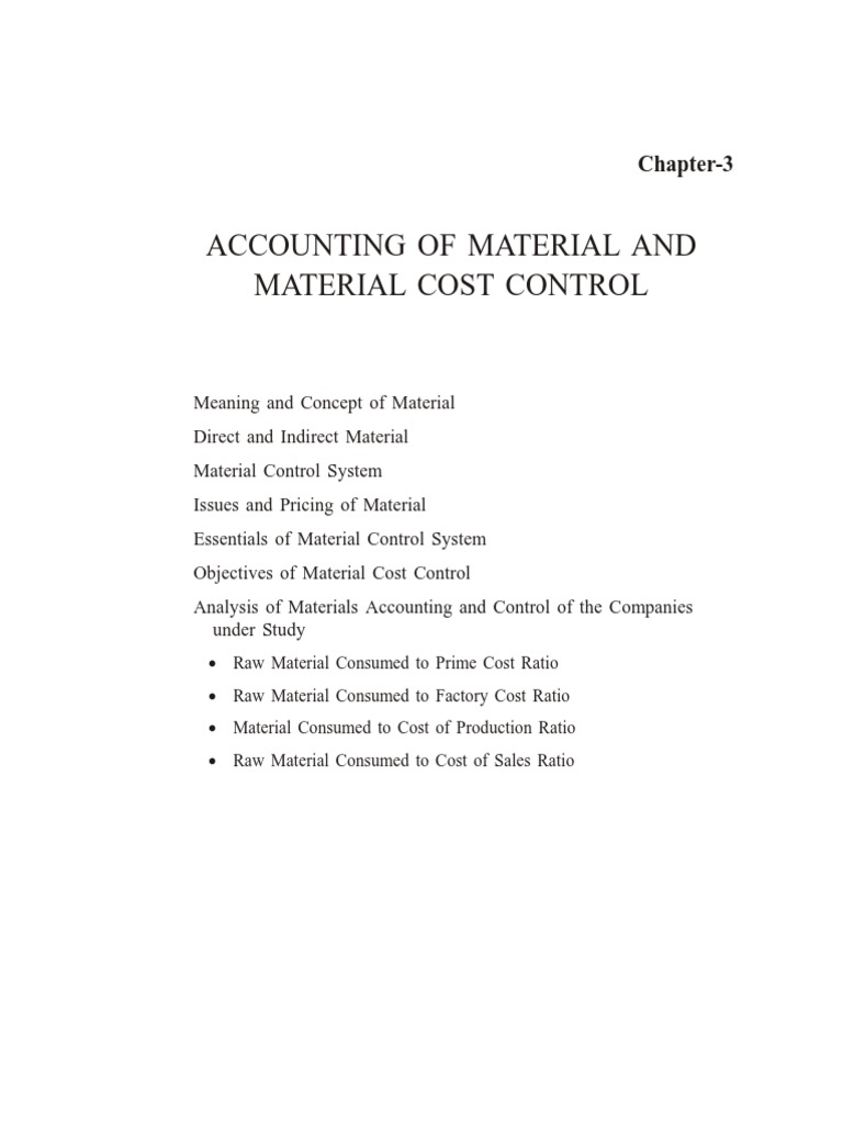 Accounting of Material and Material Cost Control: Chapter-3 | PDF ...
