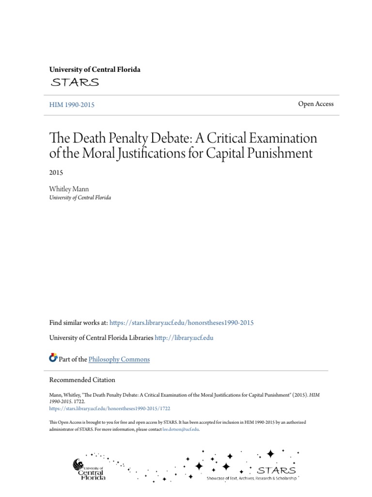 The Death Penalty Debate: A Critical Examination of The Moral ...