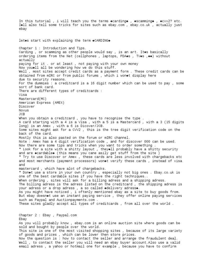 Basic Carding Tutorial 1 | PDF | E Bay | Credit Card