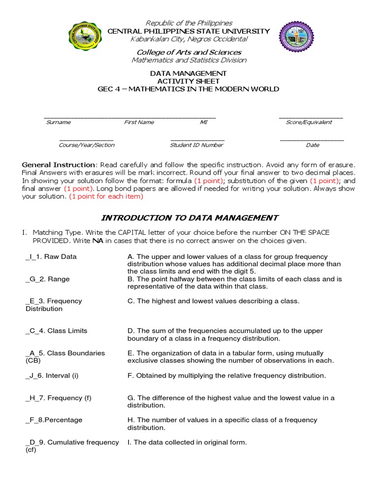Gec 4 Final Problem Sets With Answers HL | PDF | Statistical ...