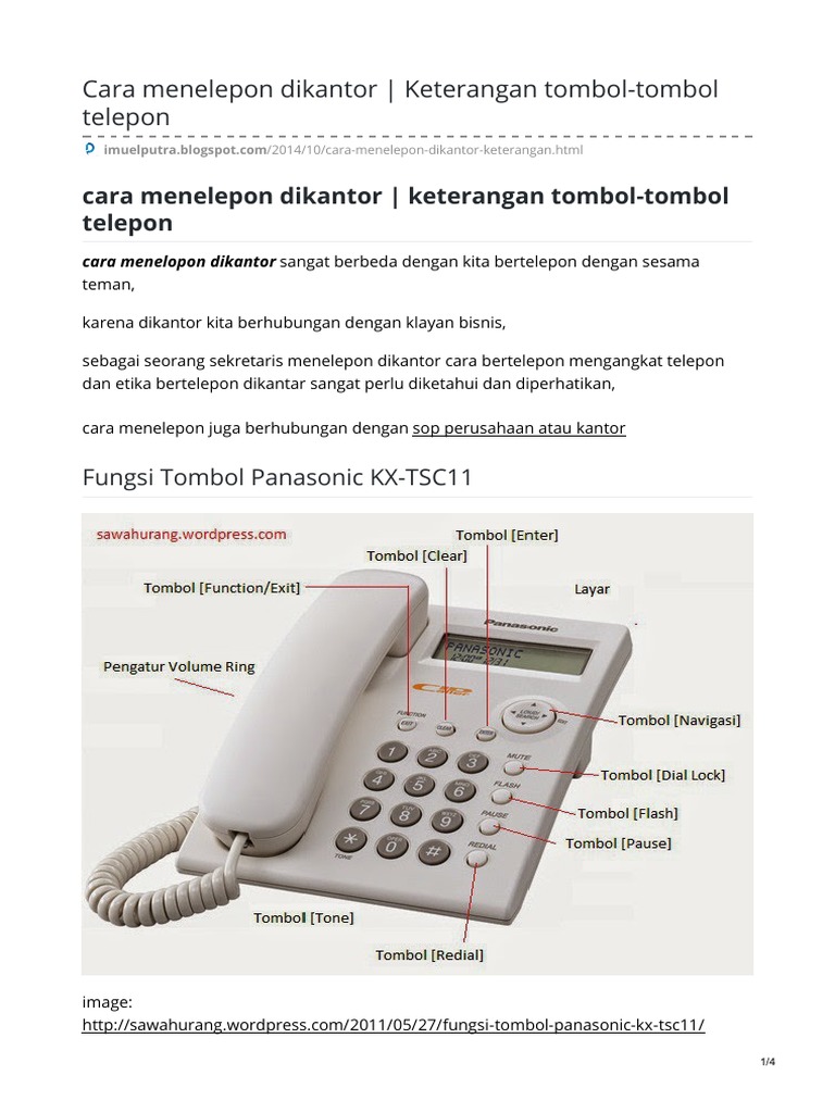 Cara Menelepon Dikantor Keterangan Tombol-Tombol Telepon | PDF