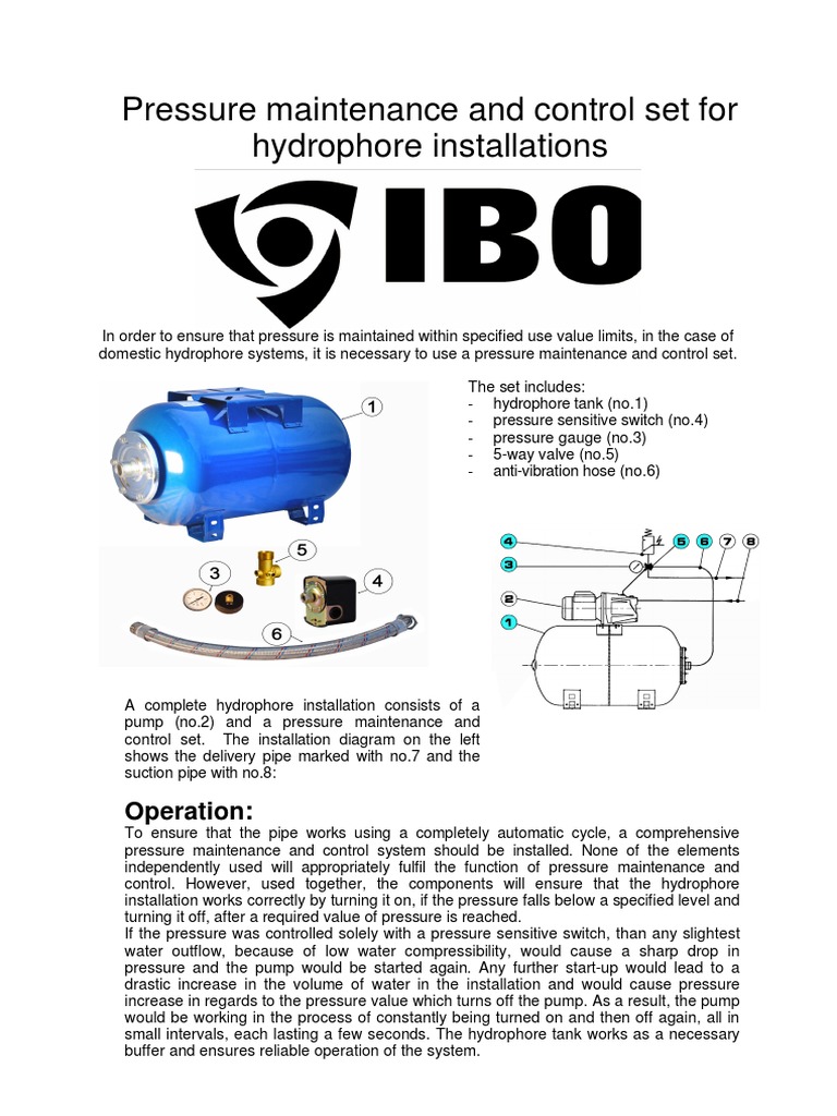 Hydrophore Pressure Control Set | PDF | Pump | Pipe (Fluid Conveyance)