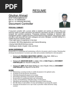 Document Controller CV Format | PDF | Microsoft Excel | Computing
