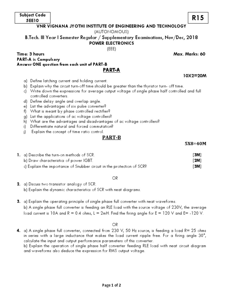 B.Tech. III Year I Semester Regular / Supplementary Examinations, Nov ...