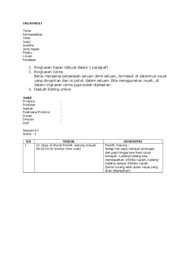 Treatment Film Dokumenter Dan Shooting Script | PDF