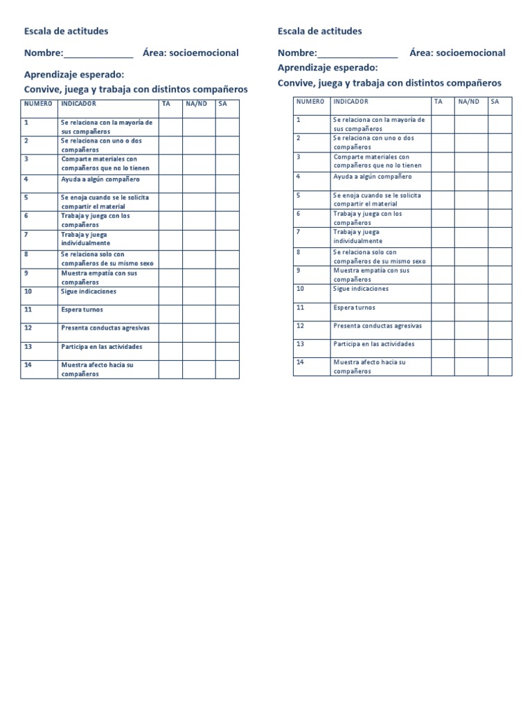 Escala De Actitudes Socioemocionales Pdf Conceptos Psicologicos